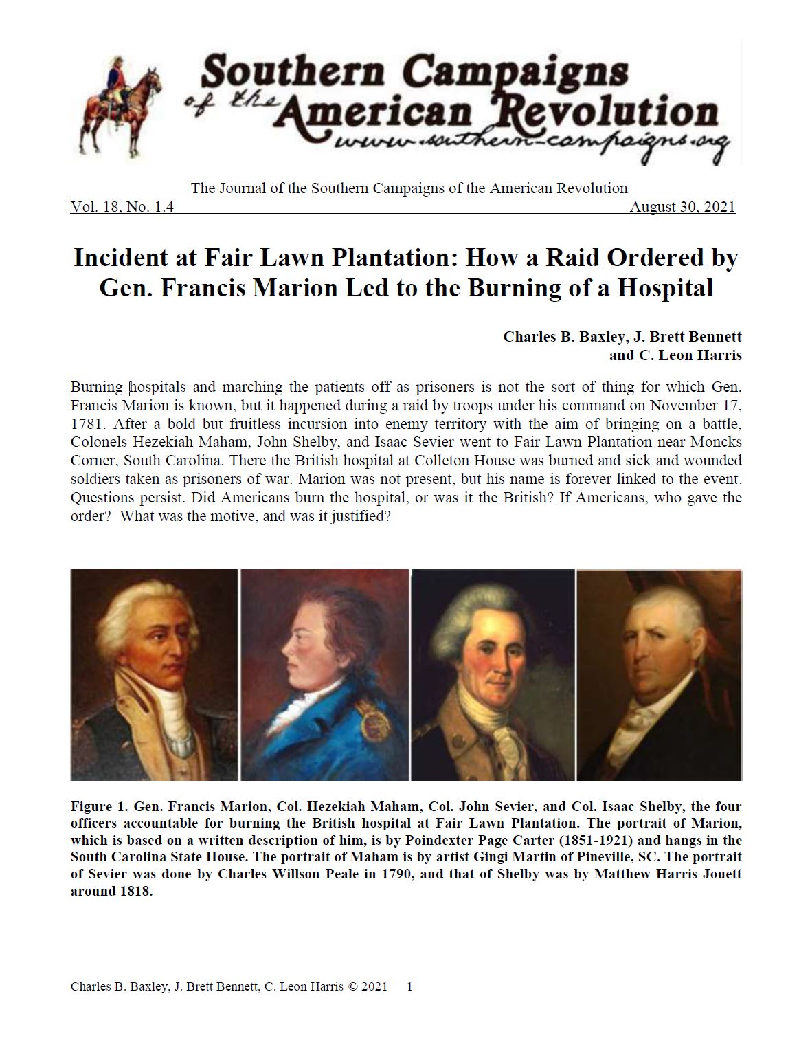 Journal Articles – Southern Campaigns of the American Revolution